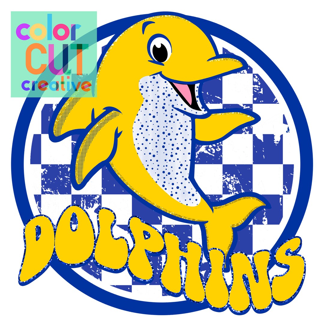 Dolphins Preppy Mascot Png Digital Download Royal Yellow - Etsy