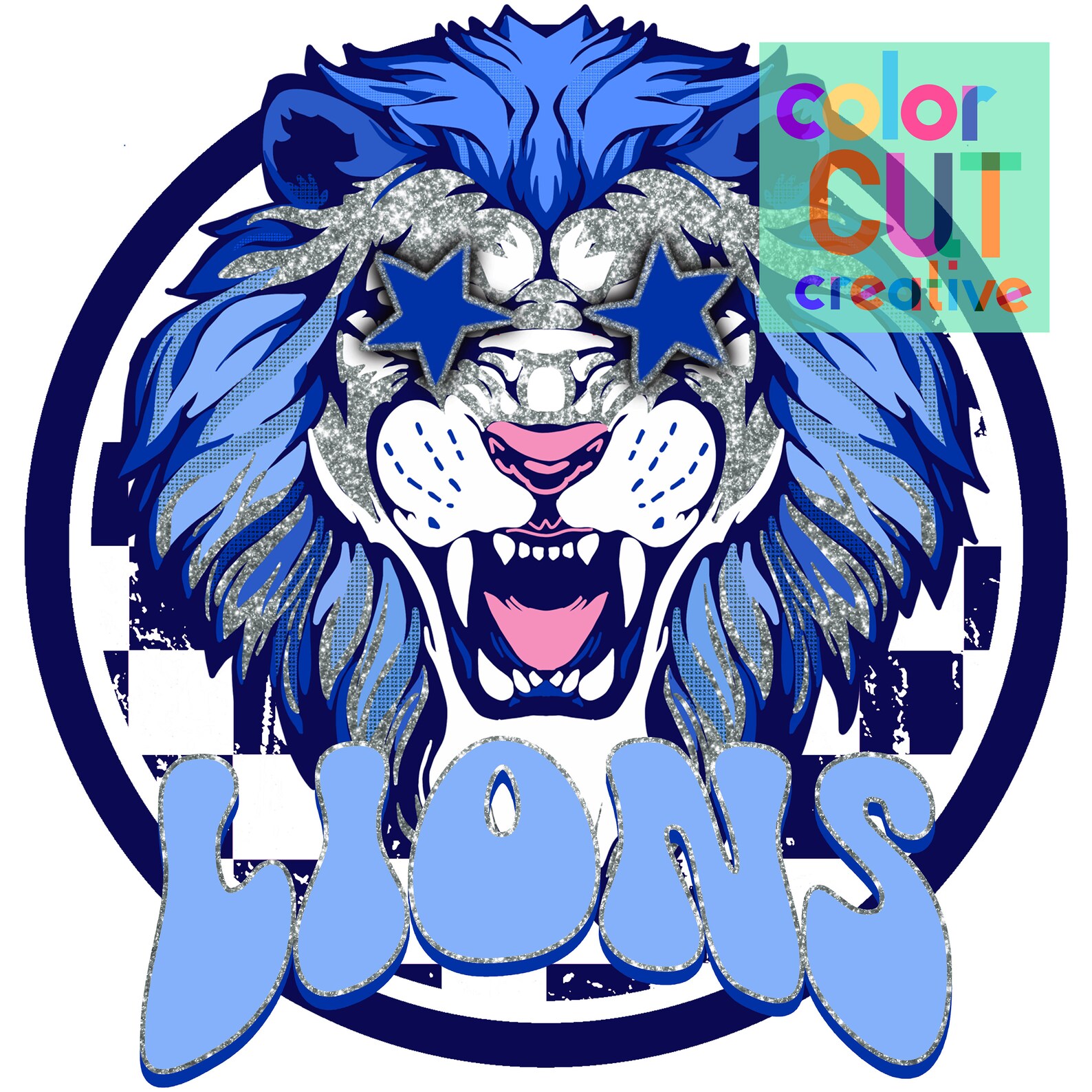 Lions Preppy Mascot Png | Digital Download | Blue White Silver - Etsy