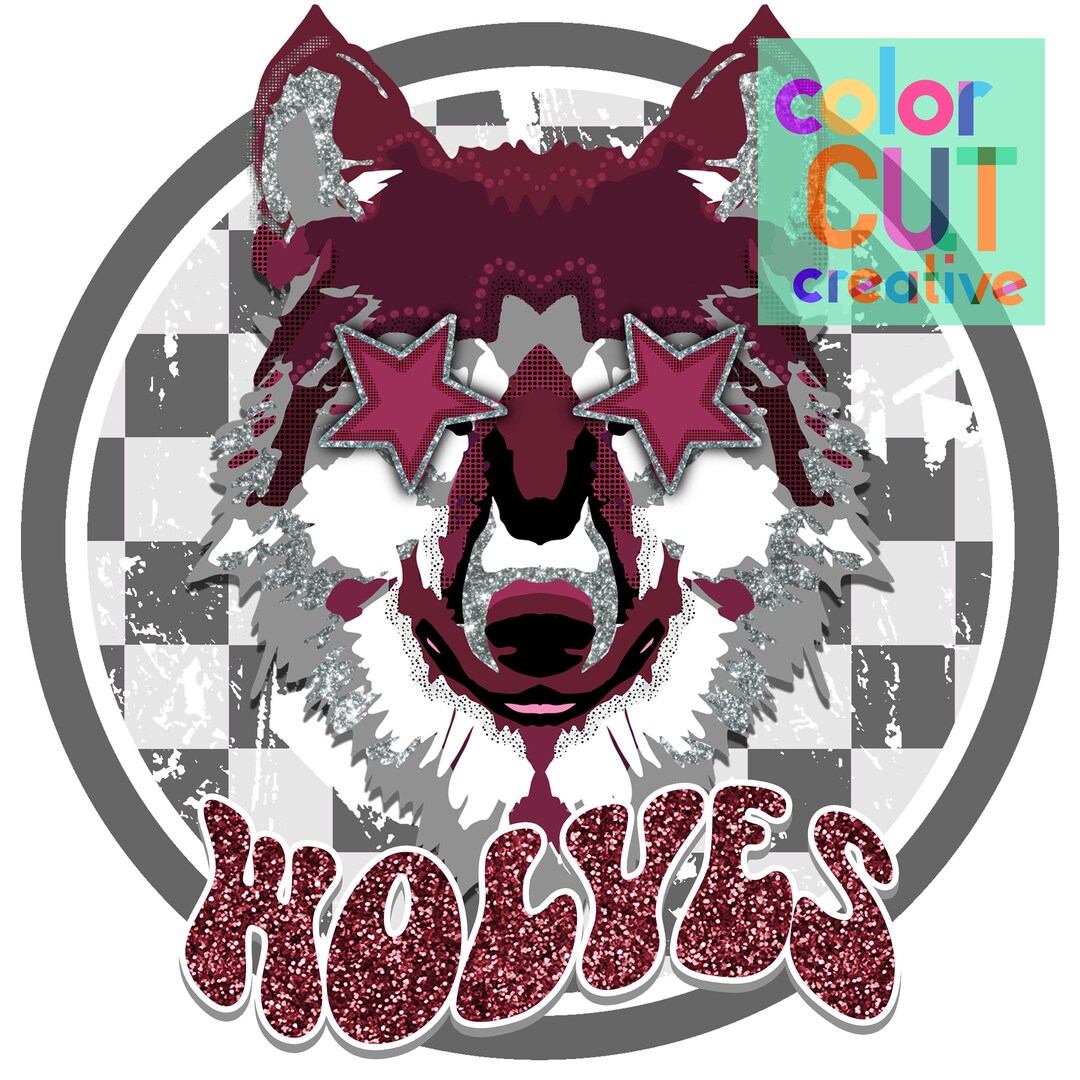 Wolves Preppy Mascot Png | Digital Download | Maroon Grey Black Silver ...