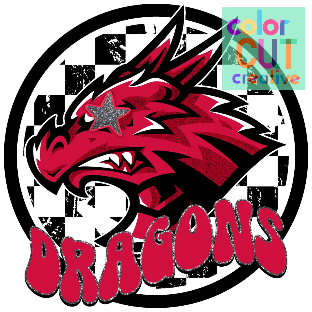 Dragons Preppy Mascot Png | Digital Download | Red Black White - Etsy