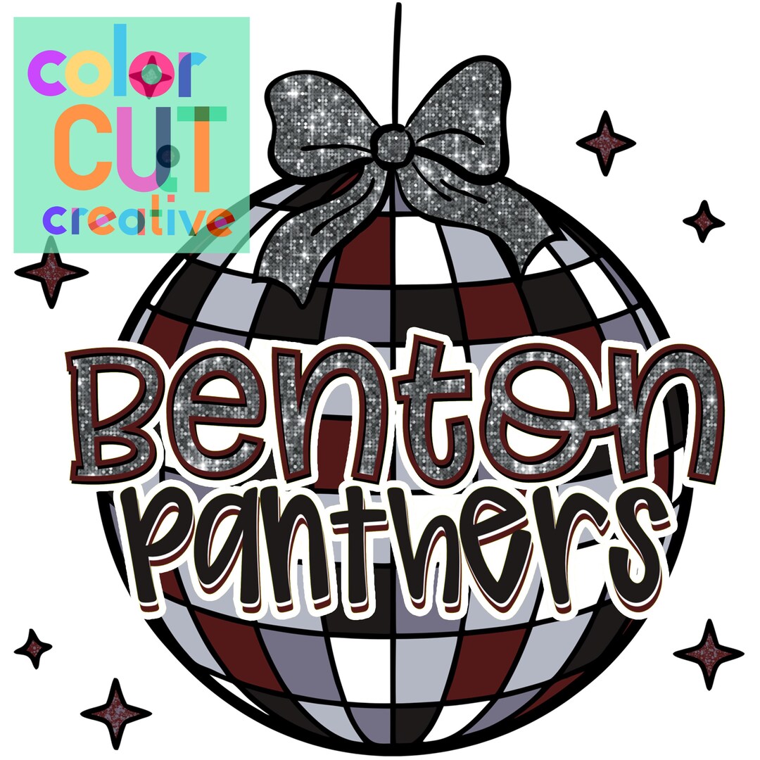 Benton Panthers Bow Disco Ball Png Digital Download Maroon Silver Grey ...