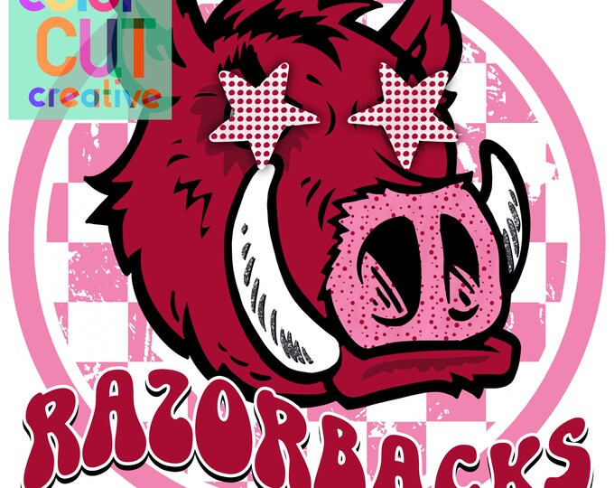 Razorbacks Preppy Mascot Png | Digital Download | Red Pink White Black ...