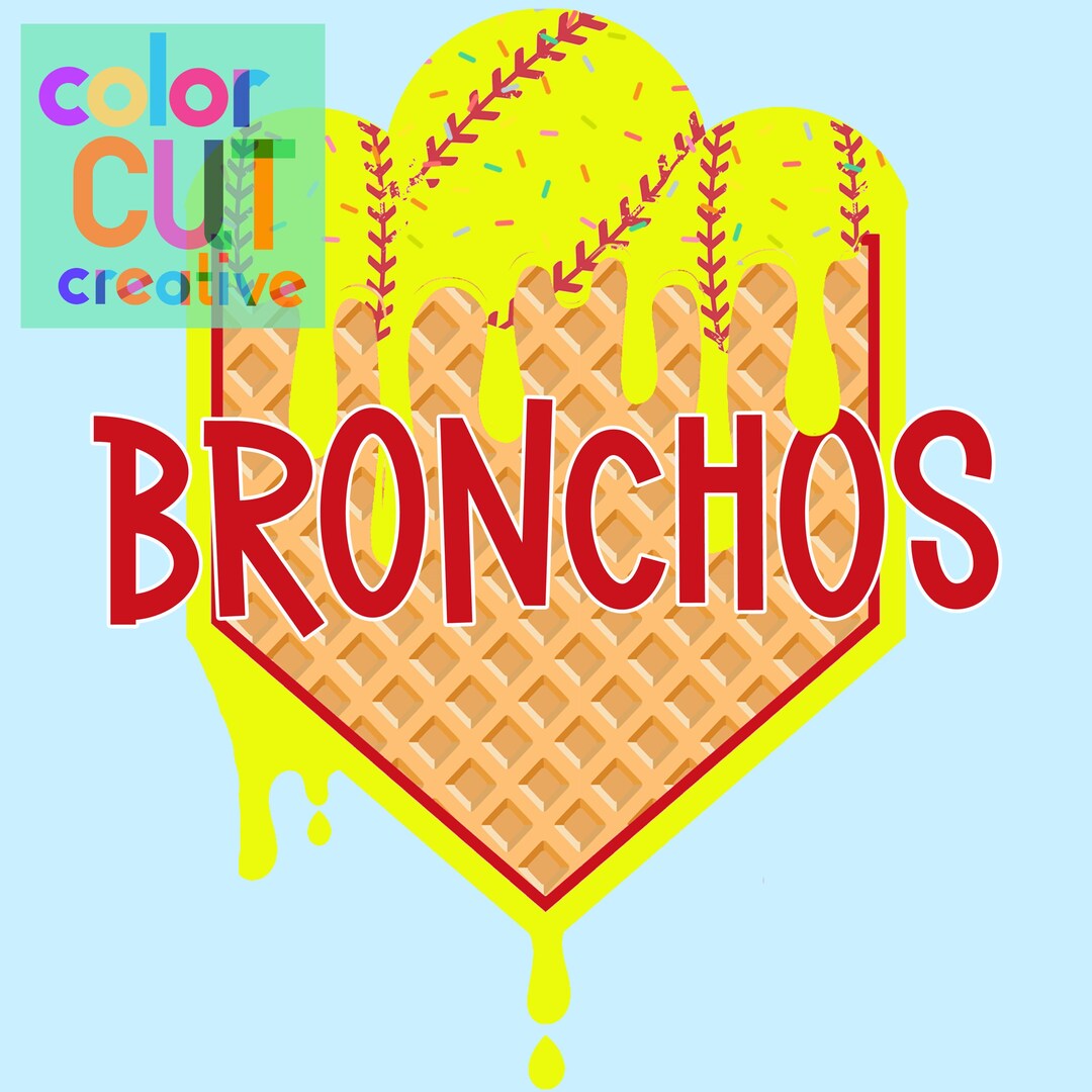 Bronchos Softball Waffle Cone Mascot Png | Digital Download | Red White ...
