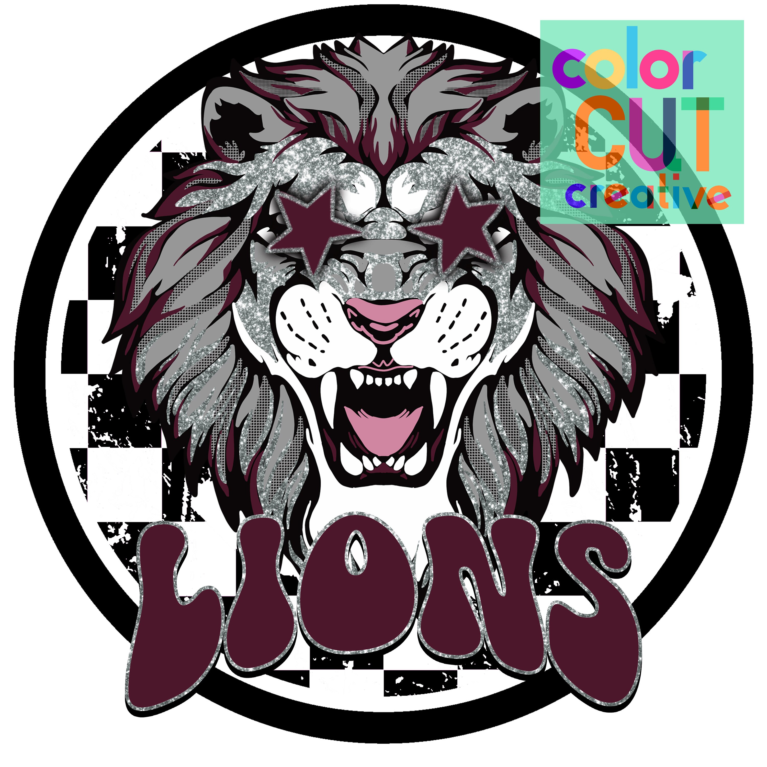 Lions Preppy Mascot Png Digital Download Maroon Silver - Etsy