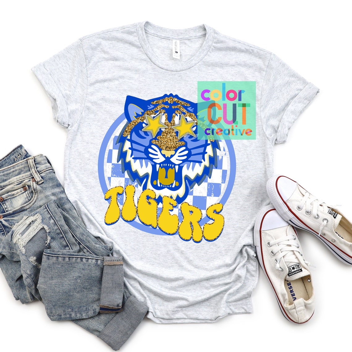 Tigers Preppy Mascot Png | Digital Download | Royal Blue Yellow Gold - Etsy