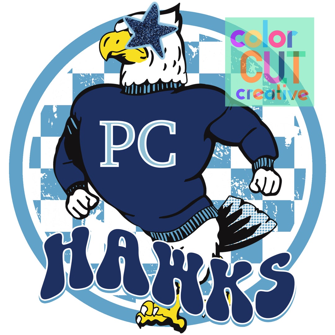 Hawks Preppy Mascot Png Digital Download Navy Columbia Blue White - Etsy