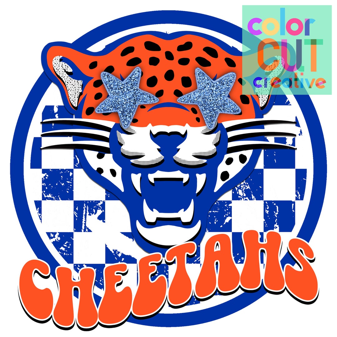 Cheetahs Preppy Mascot Png | Digital Download | Royal Blue Orange - Etsy