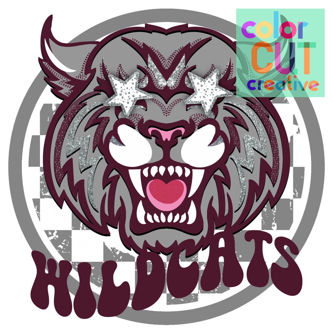 Wildcats Preppy Mascot Png Digital Download Maroon Grey - Etsy
