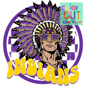 Indians Preppy Mascot Png | Digital Download | Purple Gold Glitter - Etsy