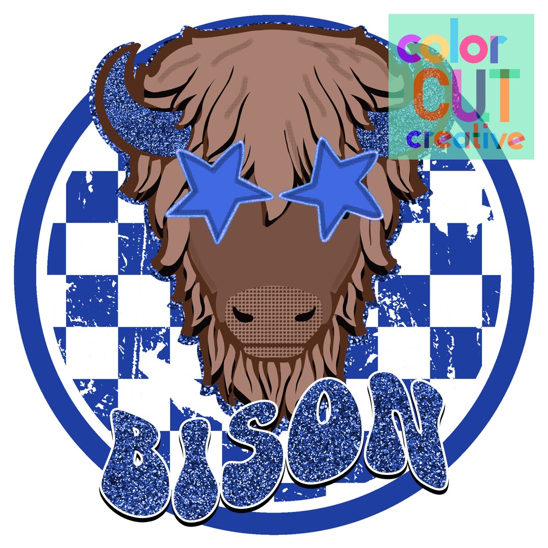 Bison Preppy Mascot Png | Digital Download | Royal Blue Brown - Etsy