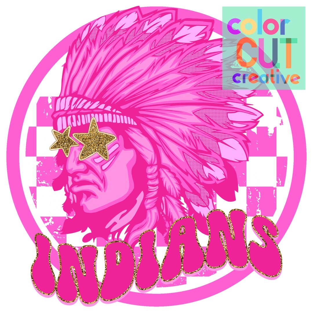 Indians Preppy Mascot Png | Digital Download | Hot Pink Gold - Etsy