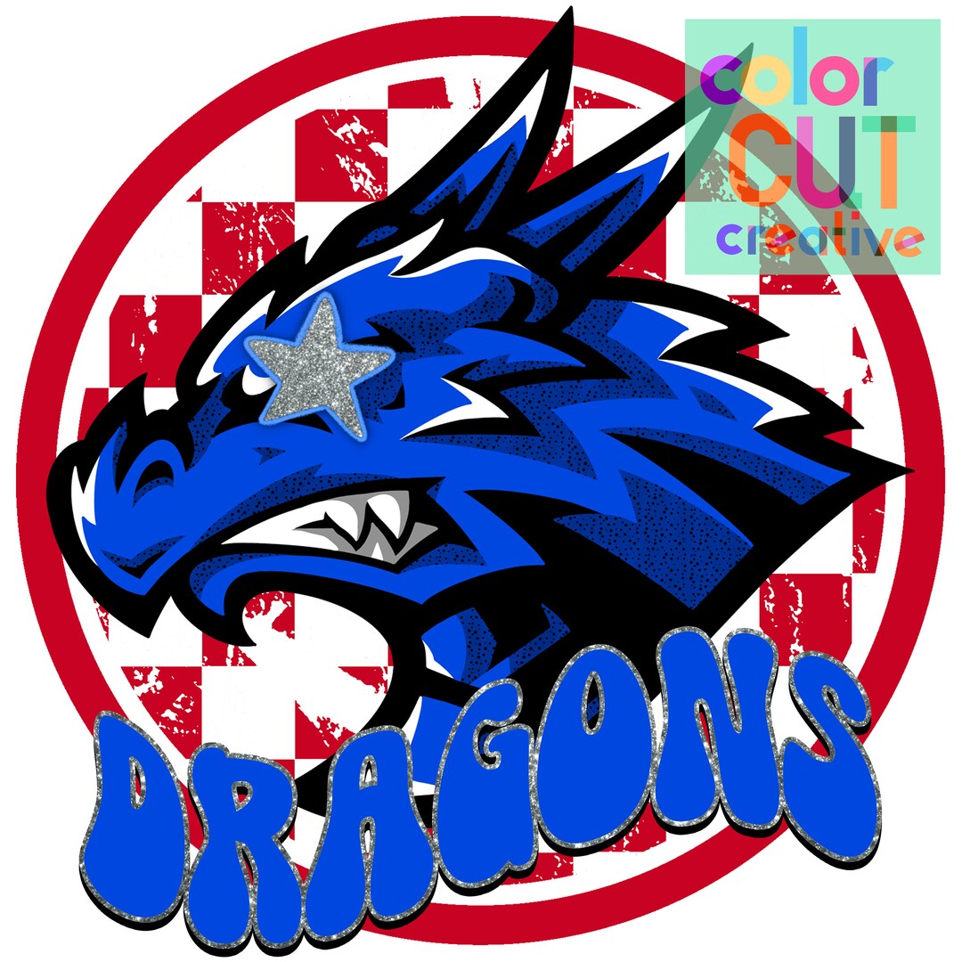 Dragons Preppy Mascot Png | Digital Download | Royal Blue Red Black - Etsy
