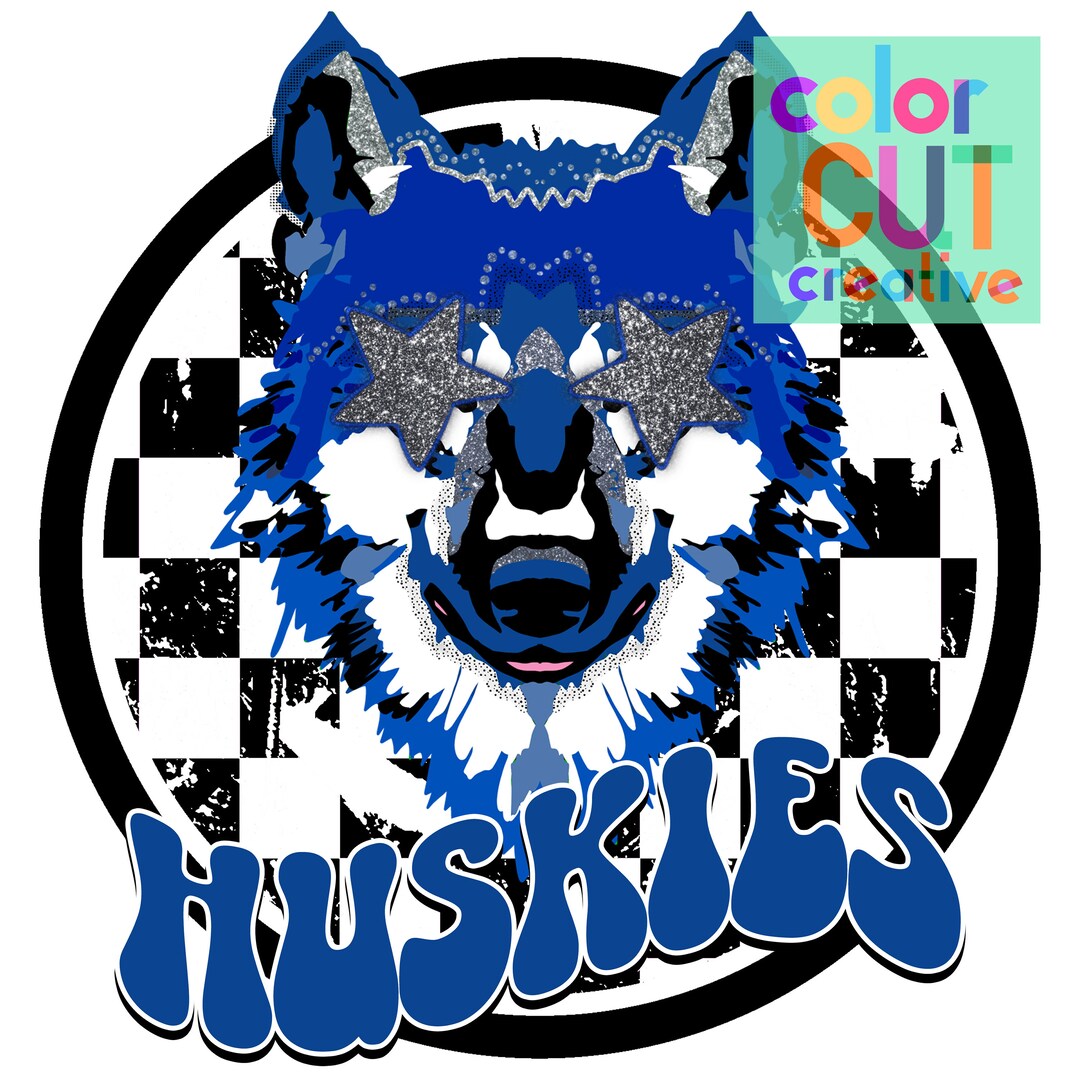 Huskies Preppy Mascot Png | Digital Download | Royal Blue Black White ...