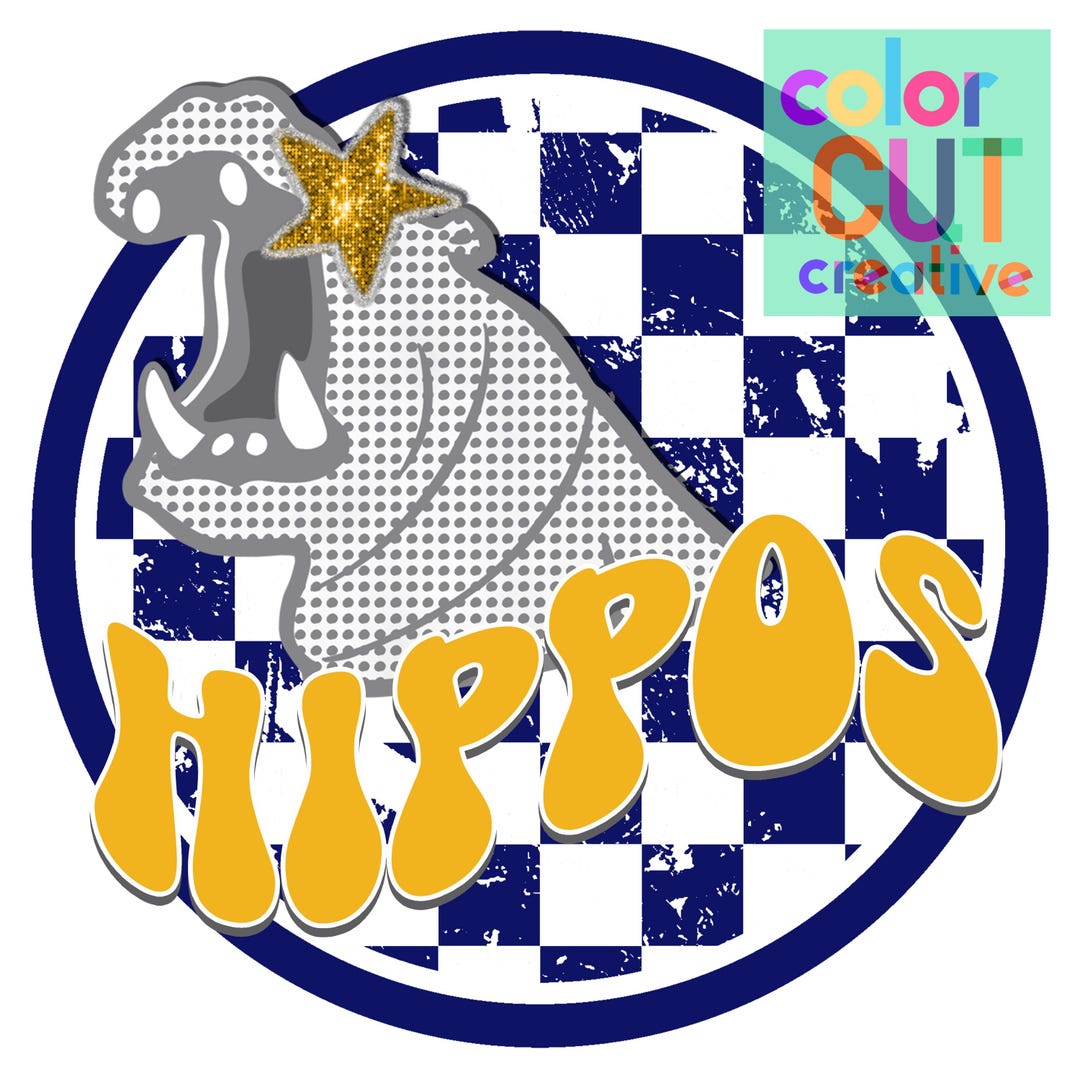 Hippos Preppy Mascot Png | Digital Download | Yellow Gold Navy Grey - Etsy