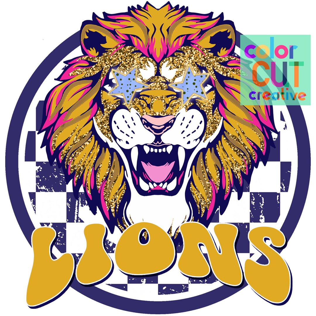 Lions Preppy Mascot Design | Digital Download | Checkerboard Mascot Png ...