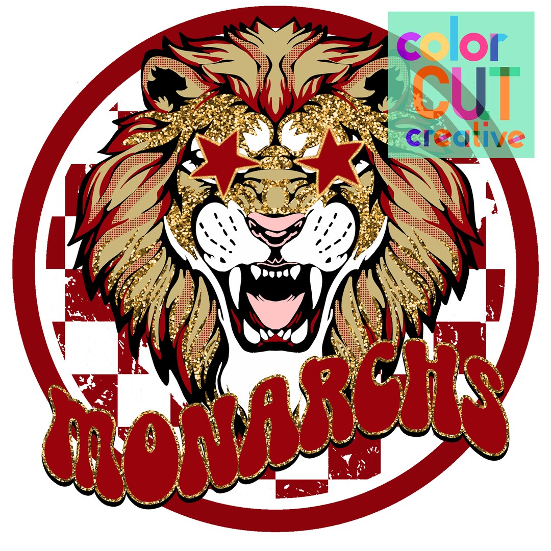 Monarchs Preppy Mascot Png Digital Download Dark Red Gold - Etsy