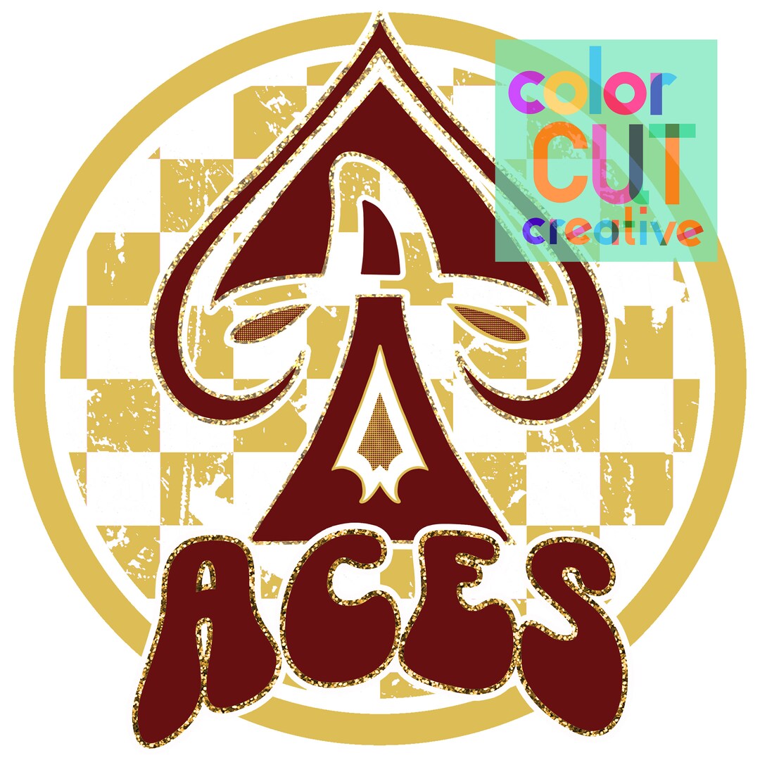 Aces Preppy Mascot Png | Digital Download | Maroon Vegas Gold - Etsy