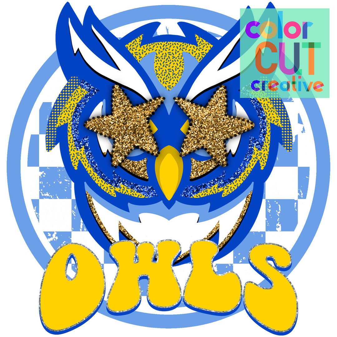 Owls Preppy Mascot Png | Digital Download | Blue Yellow Gold Mascot Png ...