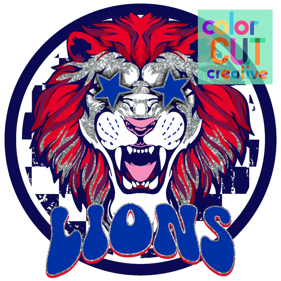 Lions Preppy Mascot Png | Digital Download | Red Blue Silver - Etsy