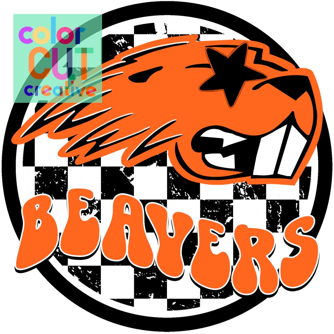 Beavers Preppy Mascot Png | Digital Download | Orange Black White - Etsy