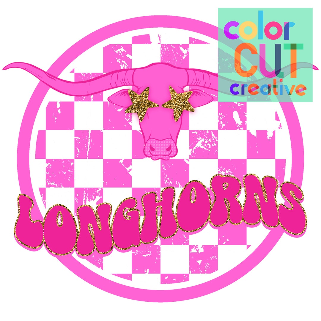 Longhorns Preppy Mascot Png Digital Download Hot Pink Gold - Etsy