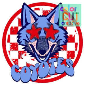 Coyotes Preppy Mascot Png | Digital Download | Blue Red White - Etsy