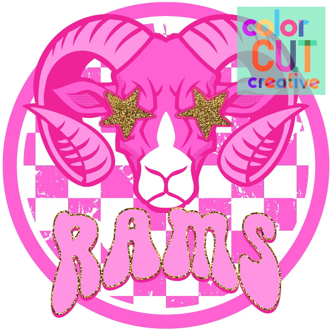 Rams Preppy Mascot Png | Digital Download | Hot Pink Gold Glitter - Etsy