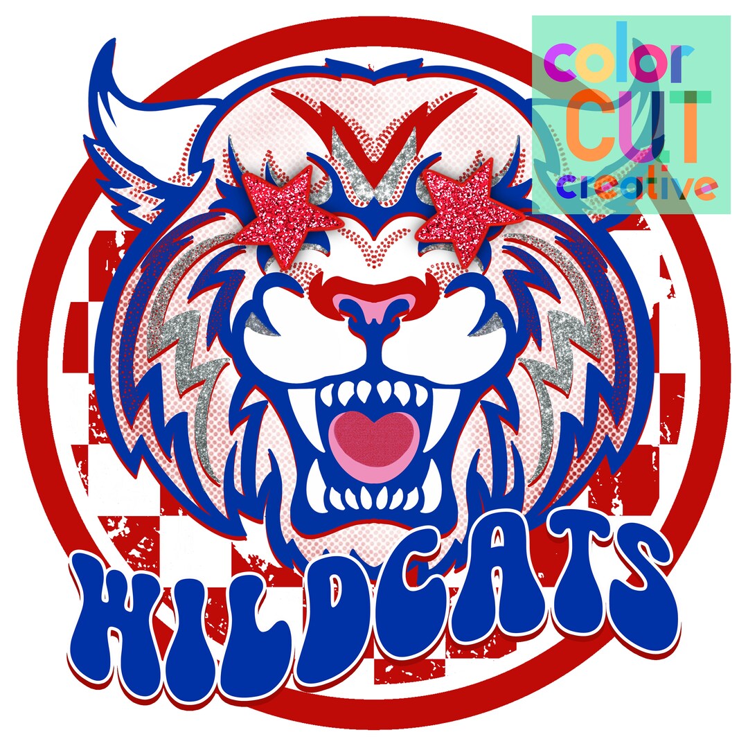 Wildcats Preppy Mascot Png Digital Download Red White Blue - Etsy