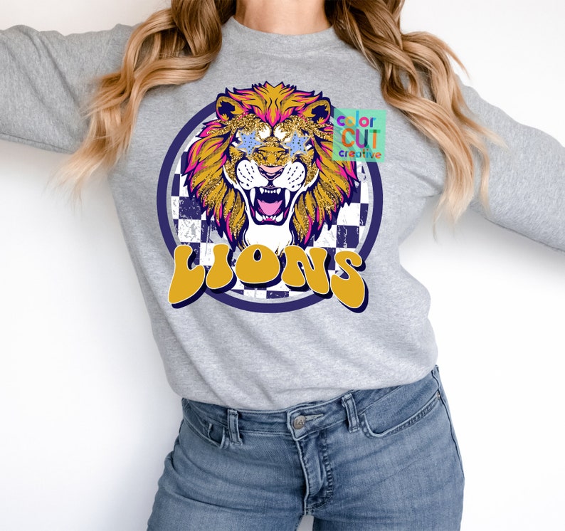 Lions Preppy Mascot Design | Digital Download | Checkerboard Mascot Png ...