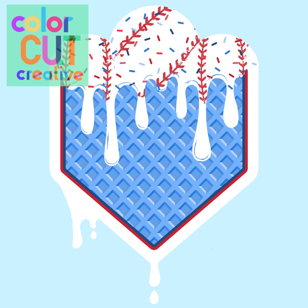 Americana Baseball Ice Cream Cone PNG: Red White Blue (digital Download ...