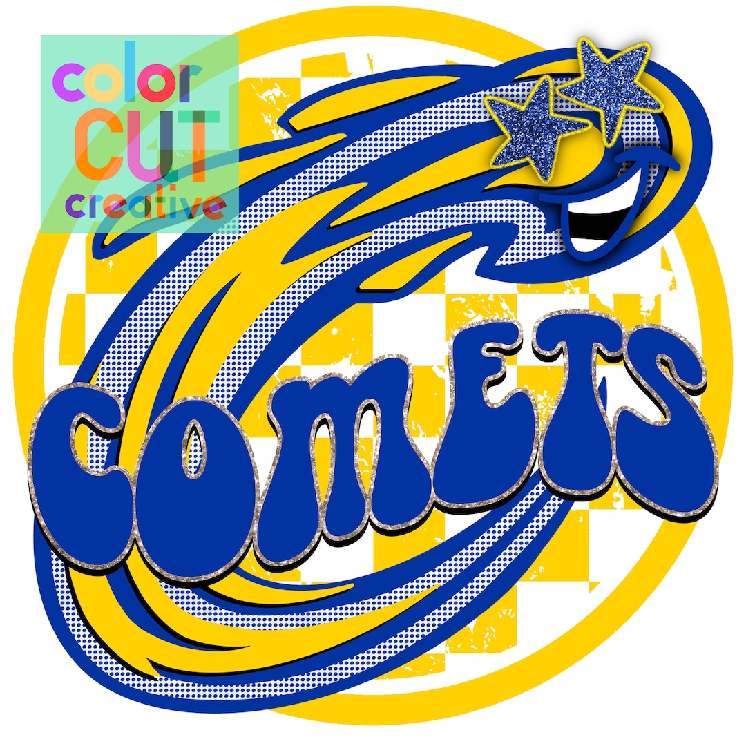 Comets Preppy Mascot Png | Digital Download | Royal Blue Yellow Gold - Etsy