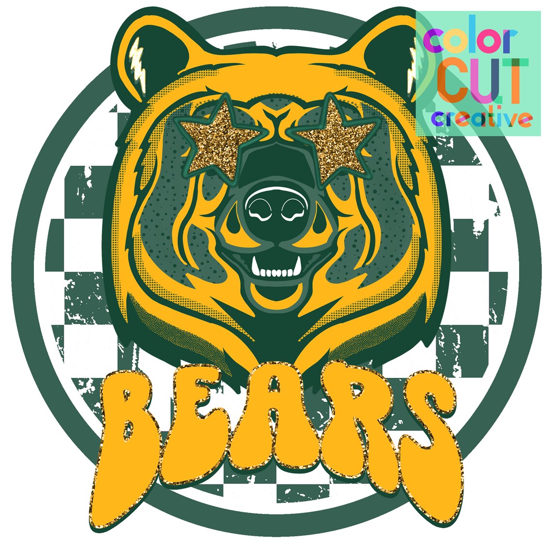 Bears Preppy Mascot Png | Digital Download | Dark Green Yellow Gold ...