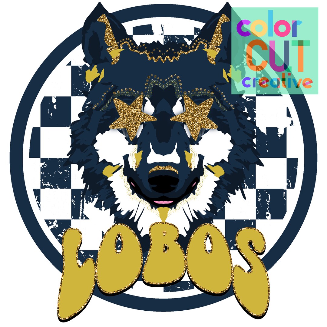 Lobos Preppy Mascot Png Digital Download Navy Old Gold White - Etsy