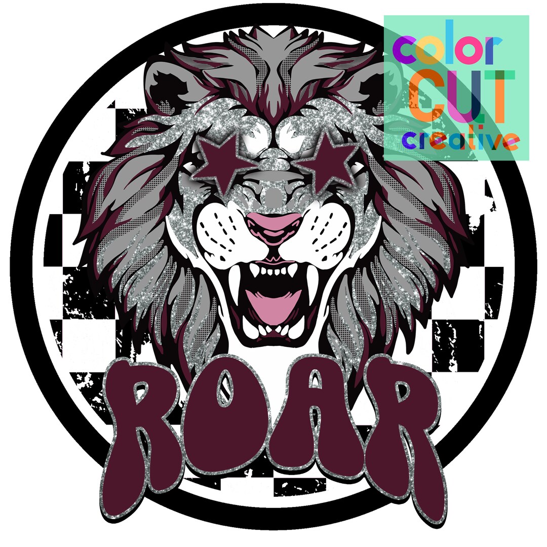 Lions ROAR Preppy Mascot Png | Digital Download | Maroon Grey Silver ...