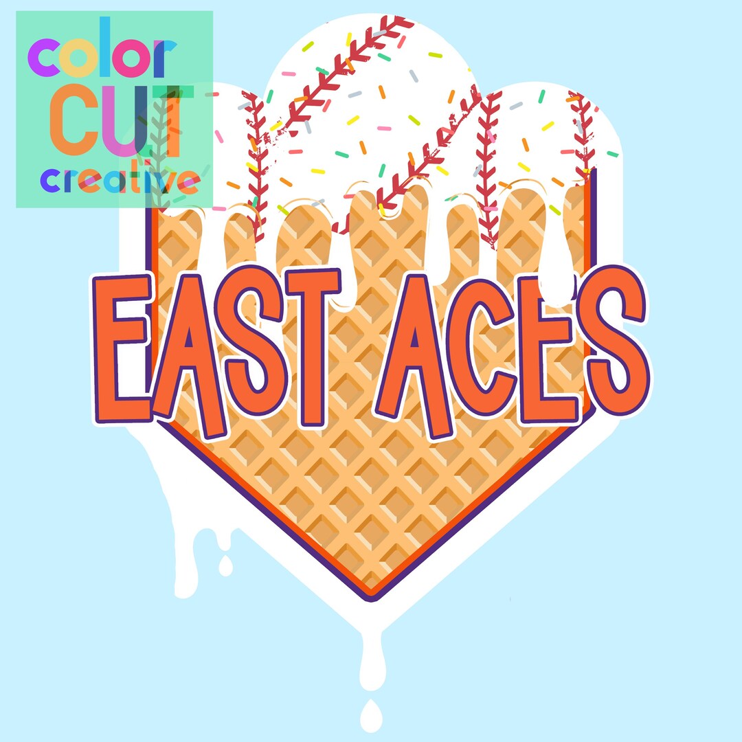 East Aces Baseball Waffle Cone Mascot Png | Digital Download | Orange ...