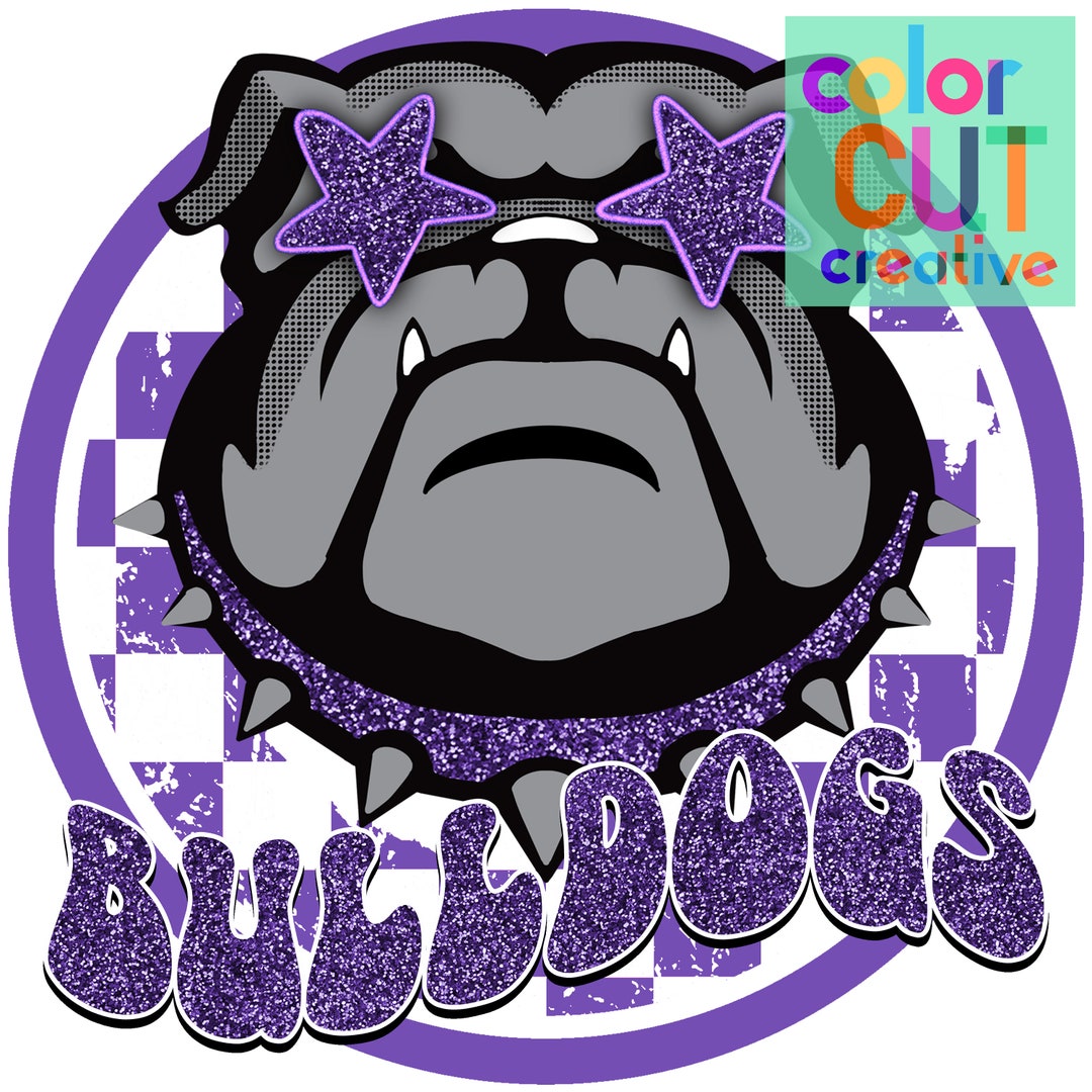 Bulldogs Preppy Mascot Png | Digital Download | Purple Black Glitter - Etsy