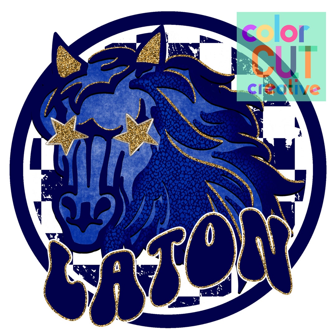 Laton Mustangs Preppy Mascot Png Digital Download Royal Navy Gold White ...
