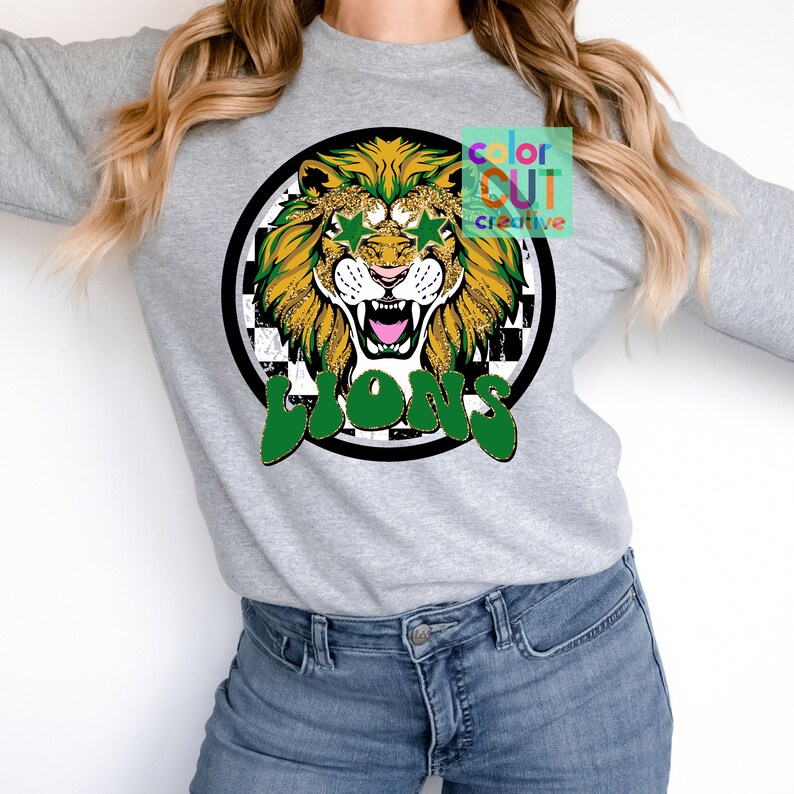 Lions Preppy Mascot Png | Digital Download | Kelly Green Black Gold ...