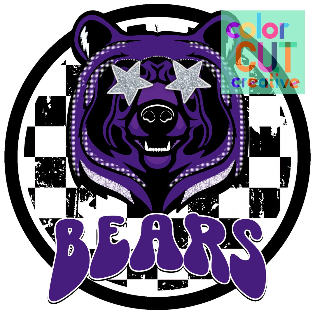 Bears Preppy Mascot Png | Digital Download | Purple Black White Silver ...