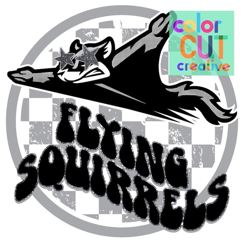 Flying Squirrels Preppy Mascot Png | Digital Download | Black White ...