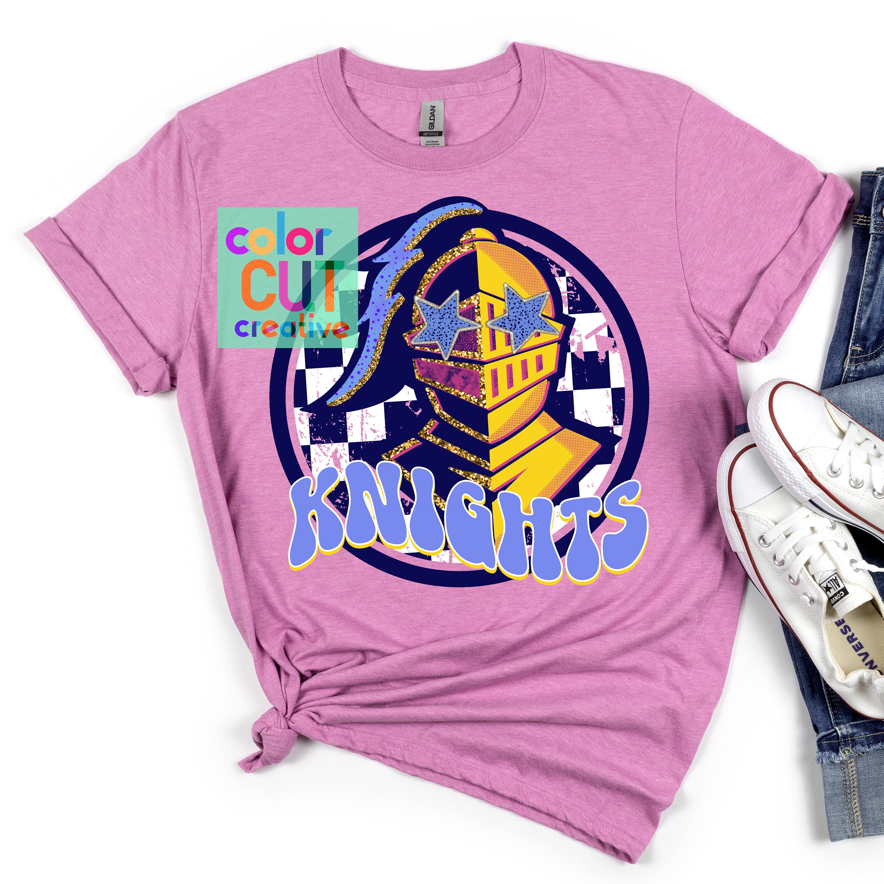 Knights Preppy Mascot Png Digital Download Navy Gold Pink - Etsy