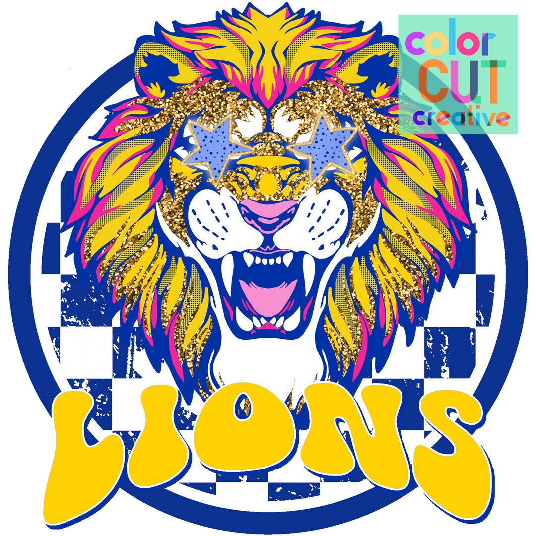 Lions Preppy Mascot Png | Digital Download | Royal Blue Yellow Gold ...