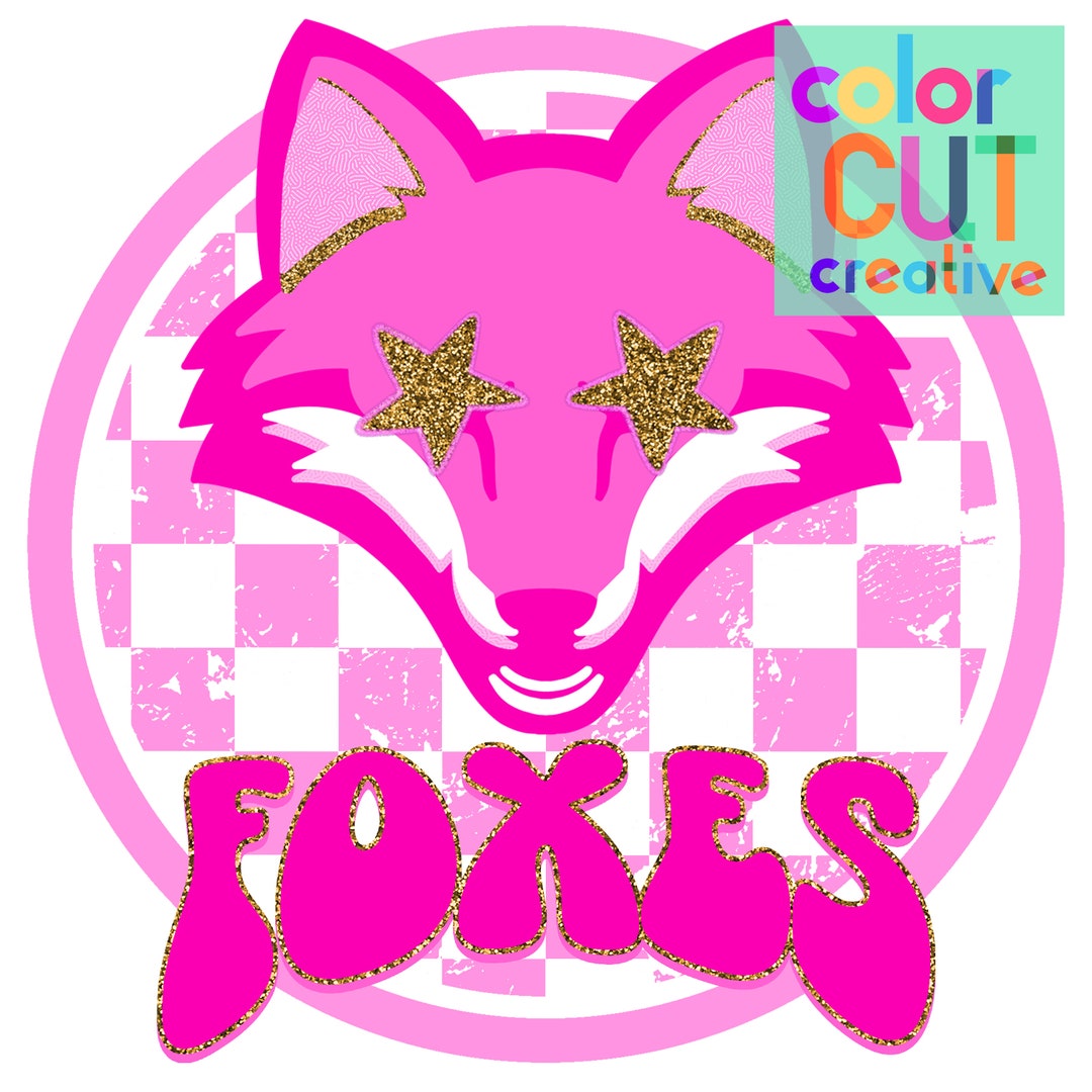 Foxes Preppy Mascot Png Digital Download Hot Pink Gold - Etsy