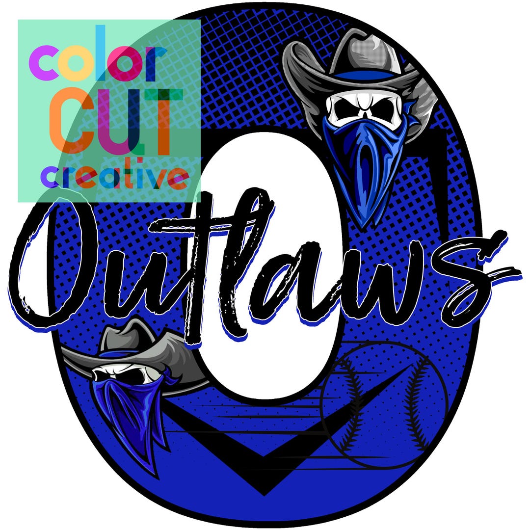 Outlaws Baseball Mascot Png | Digital Download | Royal Blue Black Grey ...