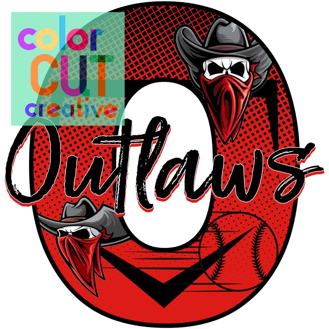 Outlaws Baseball Mascot Png | Digital Download | Red Black Grey Silver ...