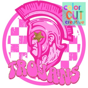 Trojans Preppy Mascot Png | Digital Download | Hot Pink Gold - Etsy