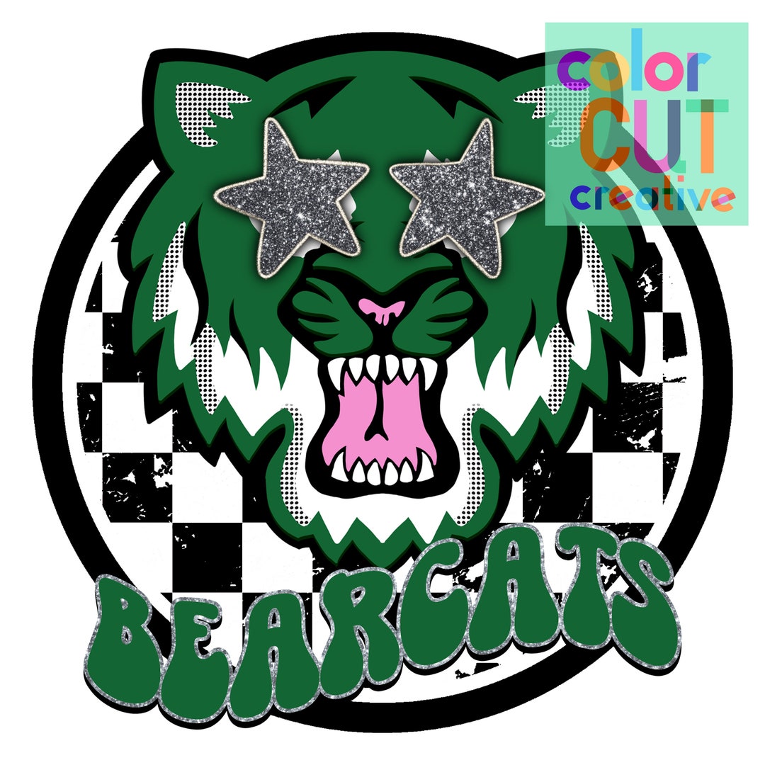 Bearcats Preppy Mascot Png | Digital Download | Green Silver Black ...