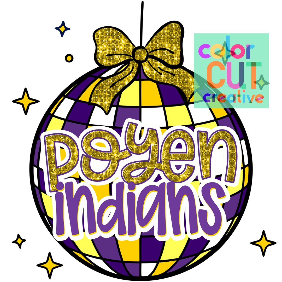 Poyen Indians Bow Disco Ball Png | Digital Download | Purple Gold - Etsy