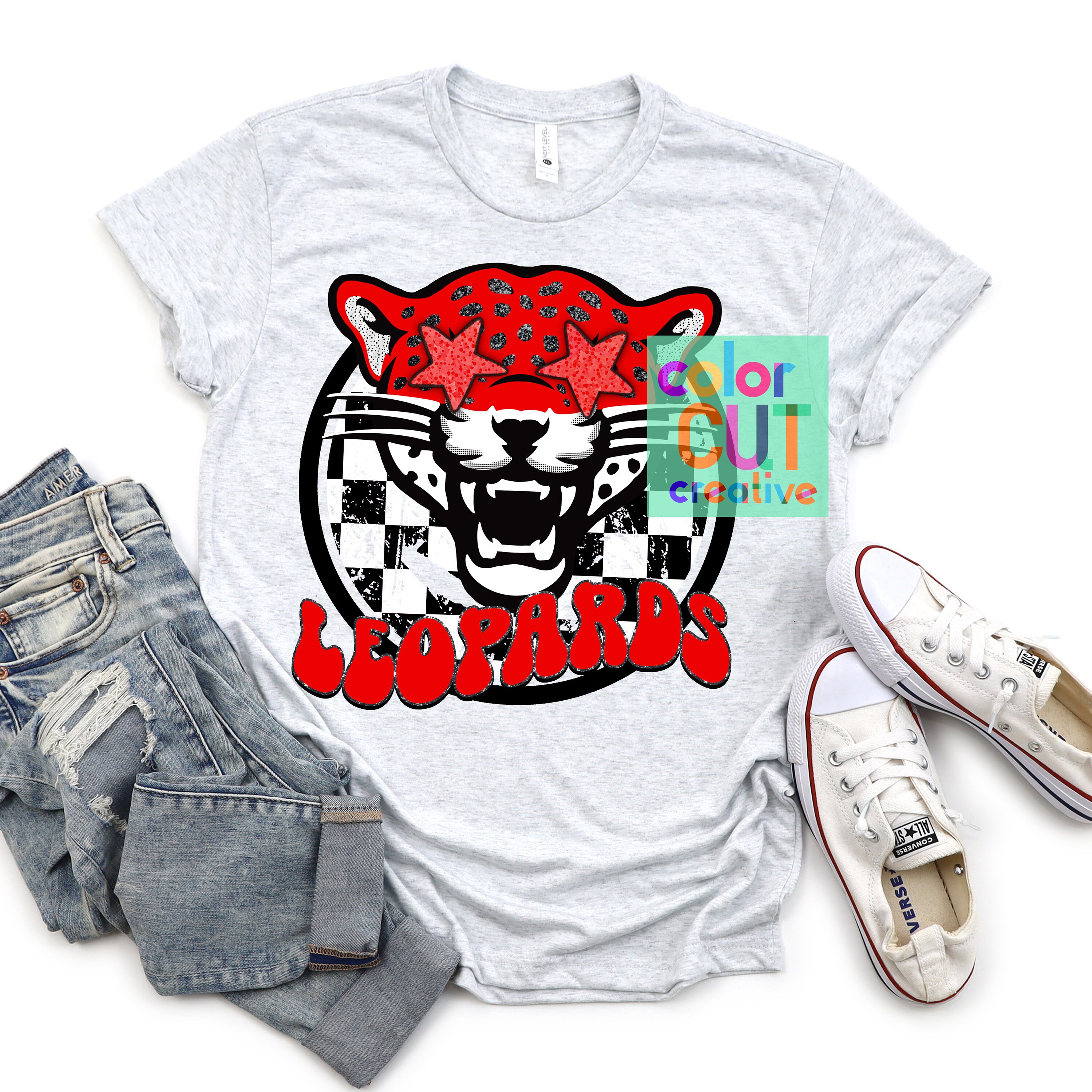 Leopards Preppy Mascot Png | Digital Download | Red Black White - Etsy