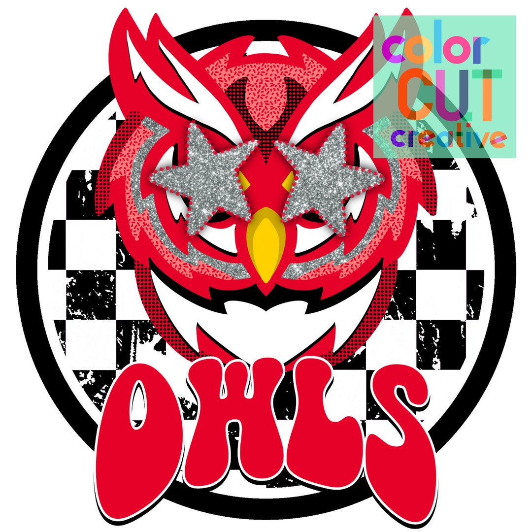 Owls Preppy Mascot Png | Digital Download | Red Black White - Etsy